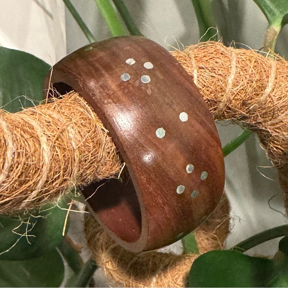 Jewelry | Iris Apfel Estate Beautiful Wood Silver Metal Circles Bangle Bracelet | Poshmark